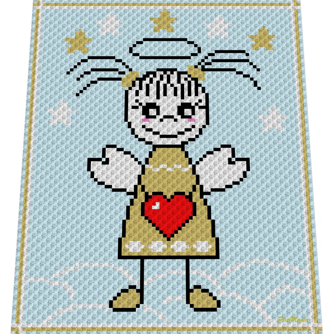GUARDIAN ANGEL Crochet Graph for Blanket, C2C, Written & Color Blocked ...