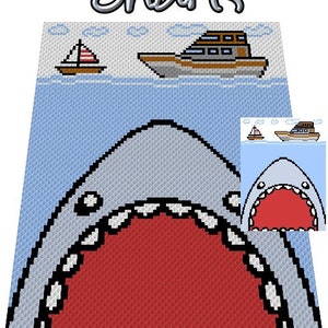 SHARK - Crochet Graph for Blanket, C2C, Written & Color Blocked ...