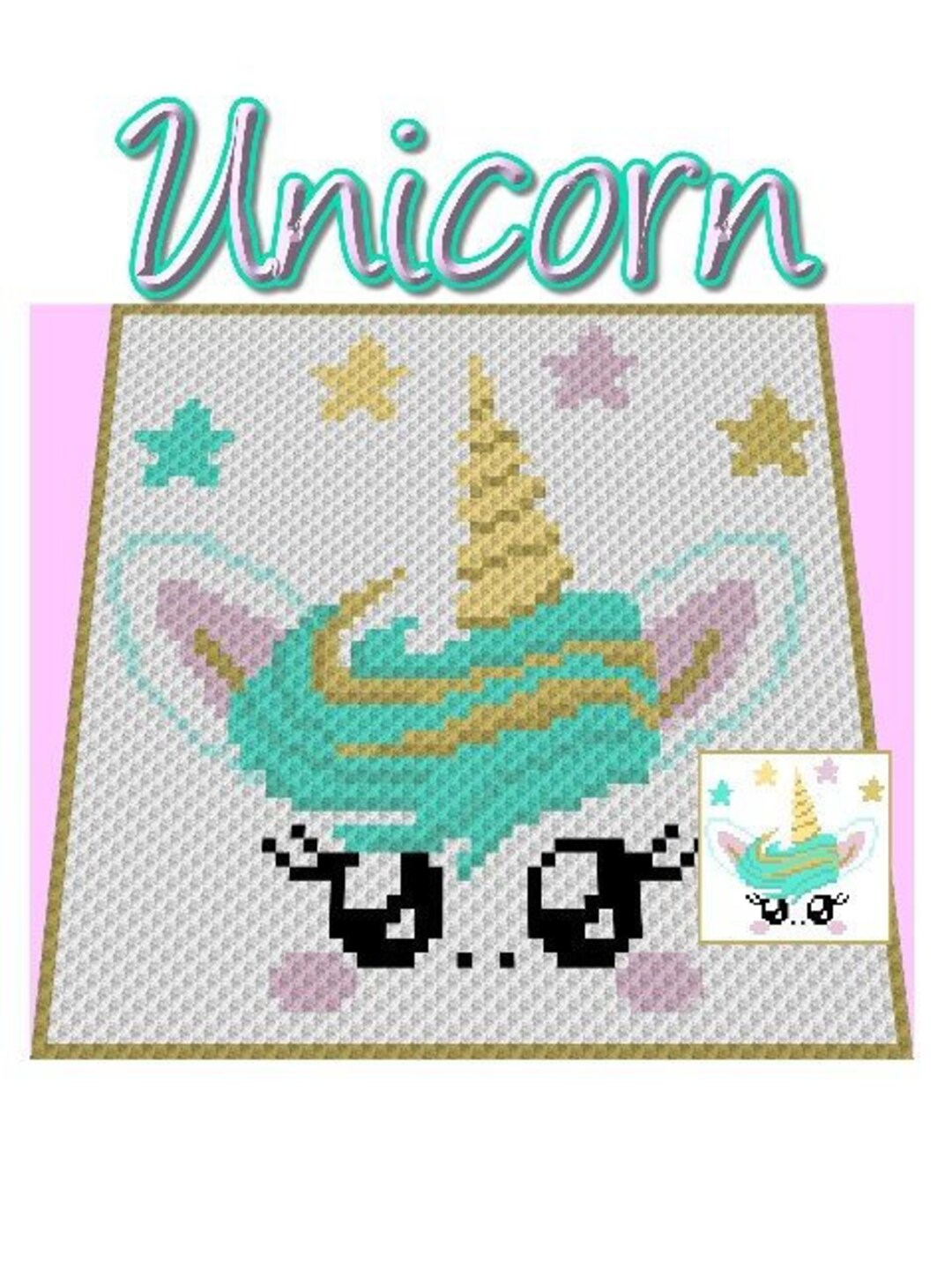 UNICORN Crochet Graph for Blanket, C2C, Written & Color Blocked ...