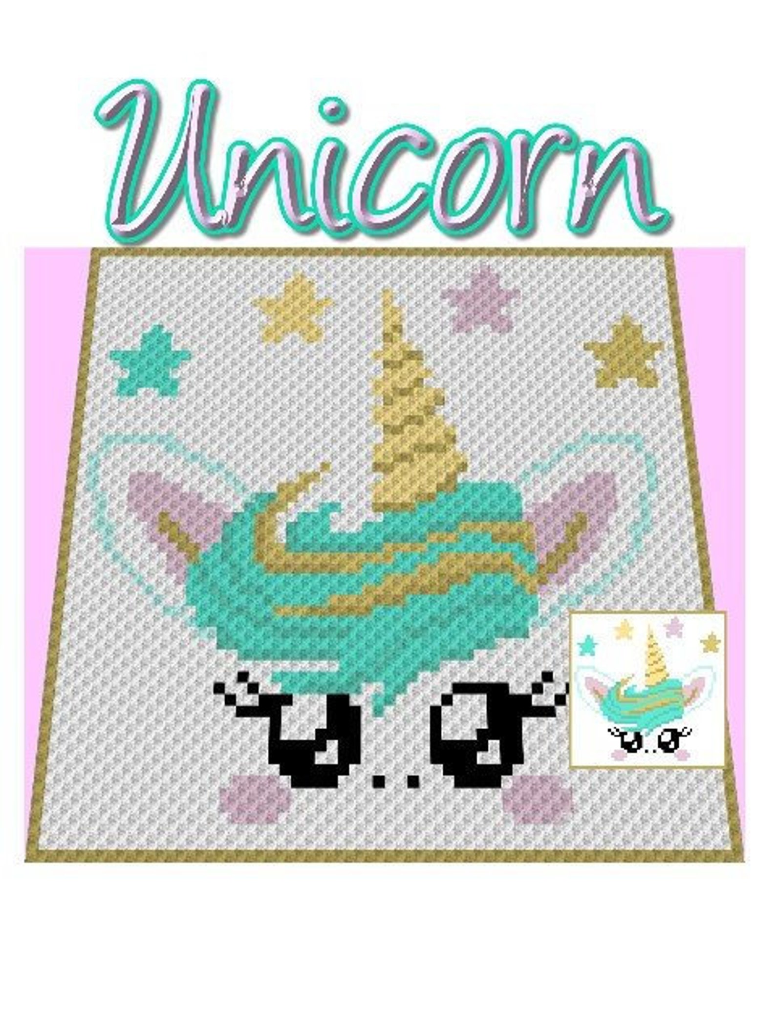 UNICORN Crochet Graph for Blanket, C2C, Written & Color Blocked ...