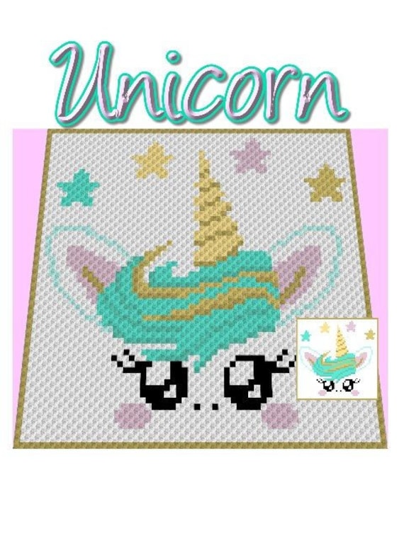 UNICORN crochet graph for blanket C2C written & color | Etsy