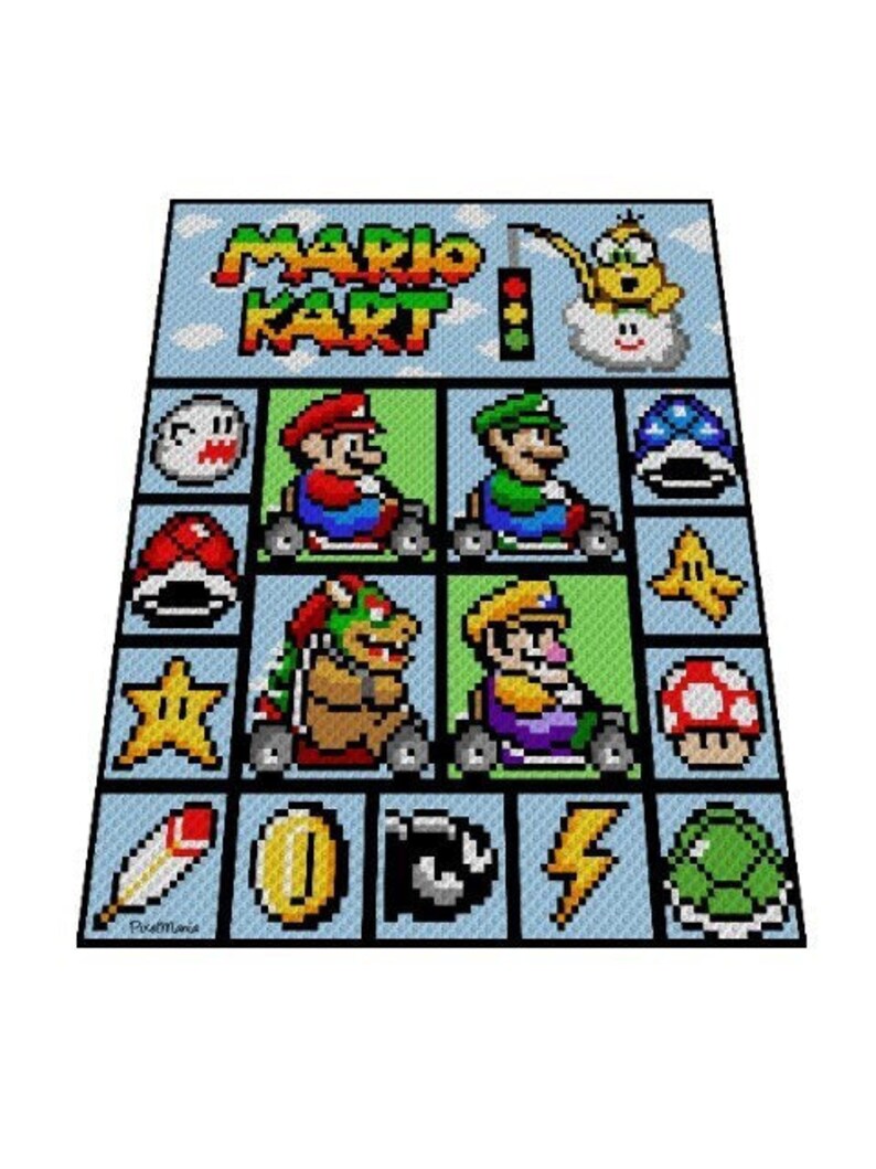 MARIO KART Super Mario Inspired Graph for Blanket C2C - Etsy