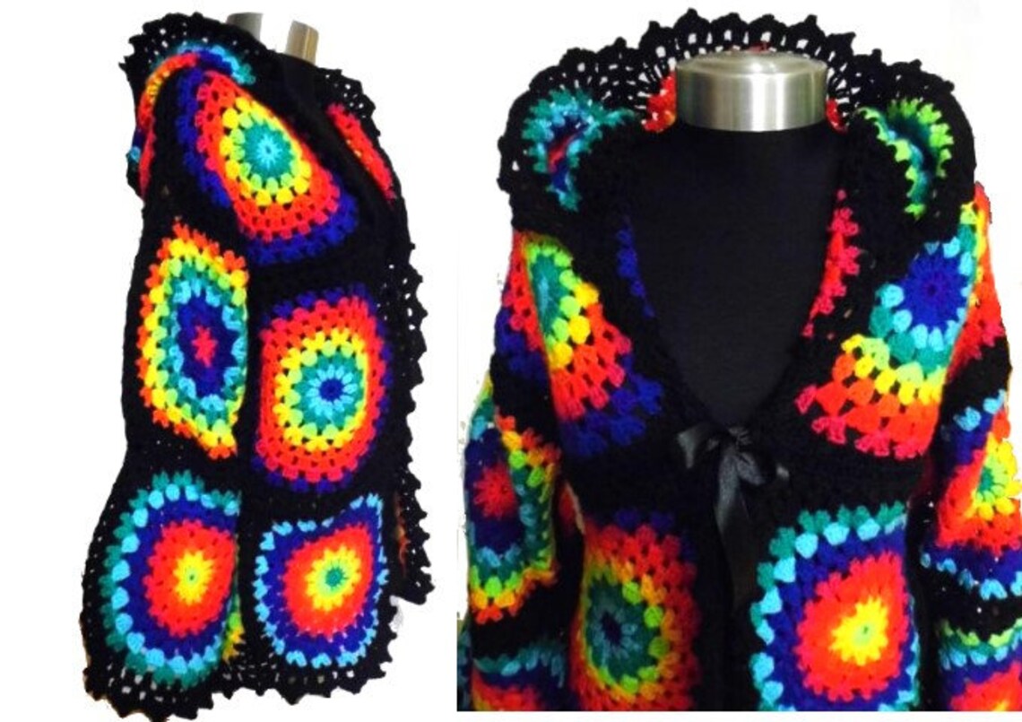 CROCHET PATTERN * JACKET & Hood Rainbow Mandalas * E-book, Instant ...