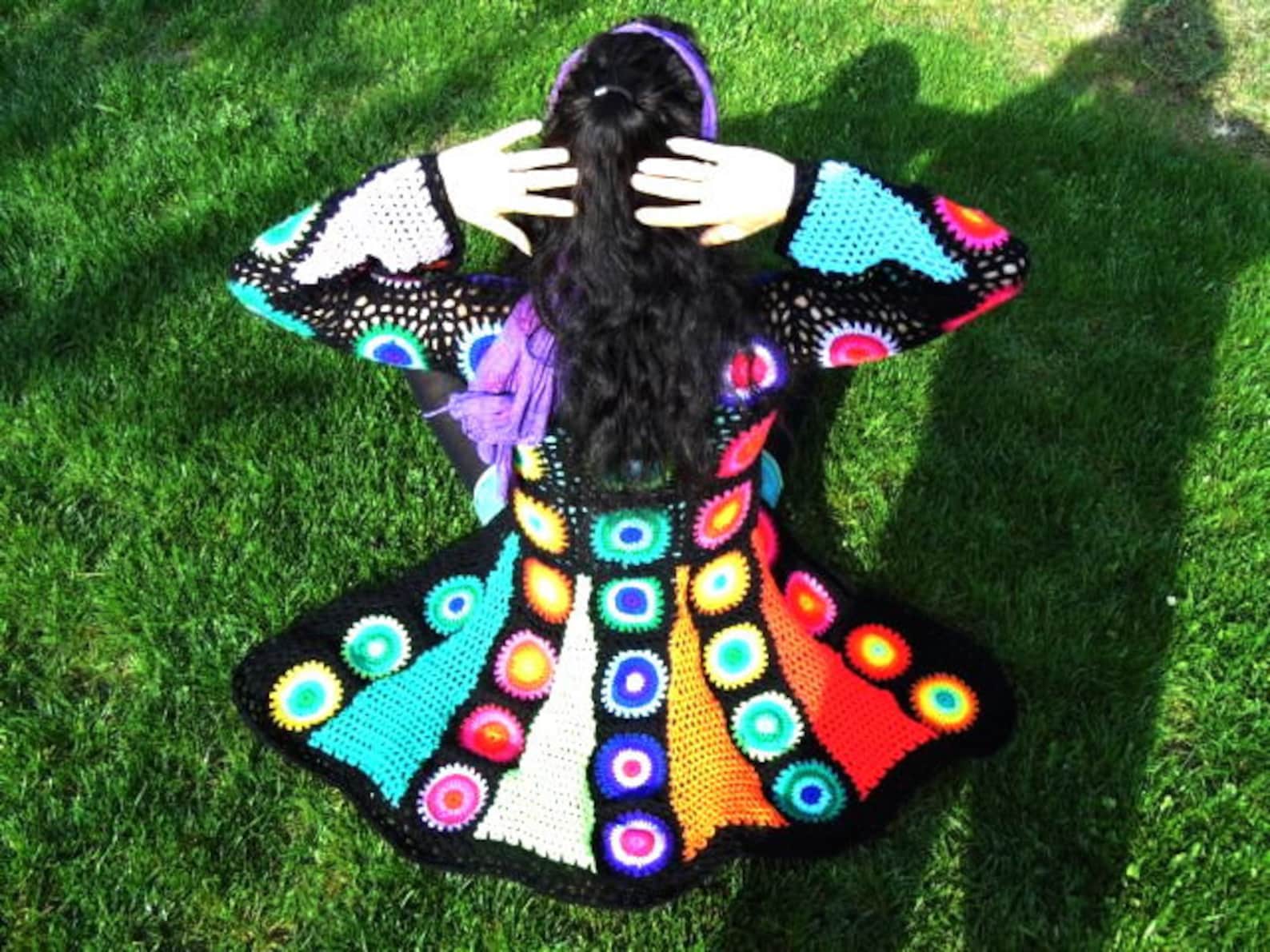 CROCHET PATTERN Rainbow Circles Coat E-book Instant - Etsy