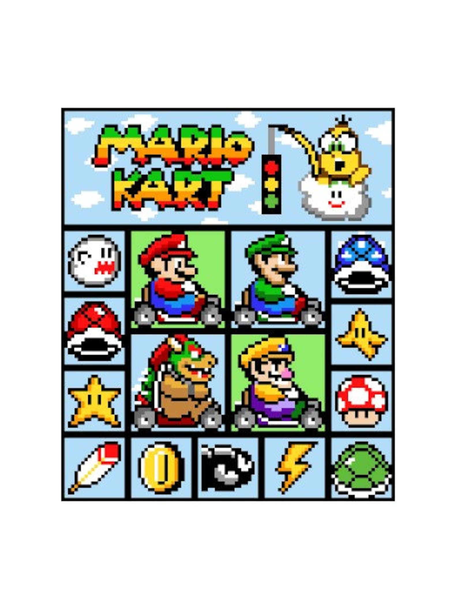 MARIO KART Super Mario Inspired Graph for Blanket C2C - Etsy