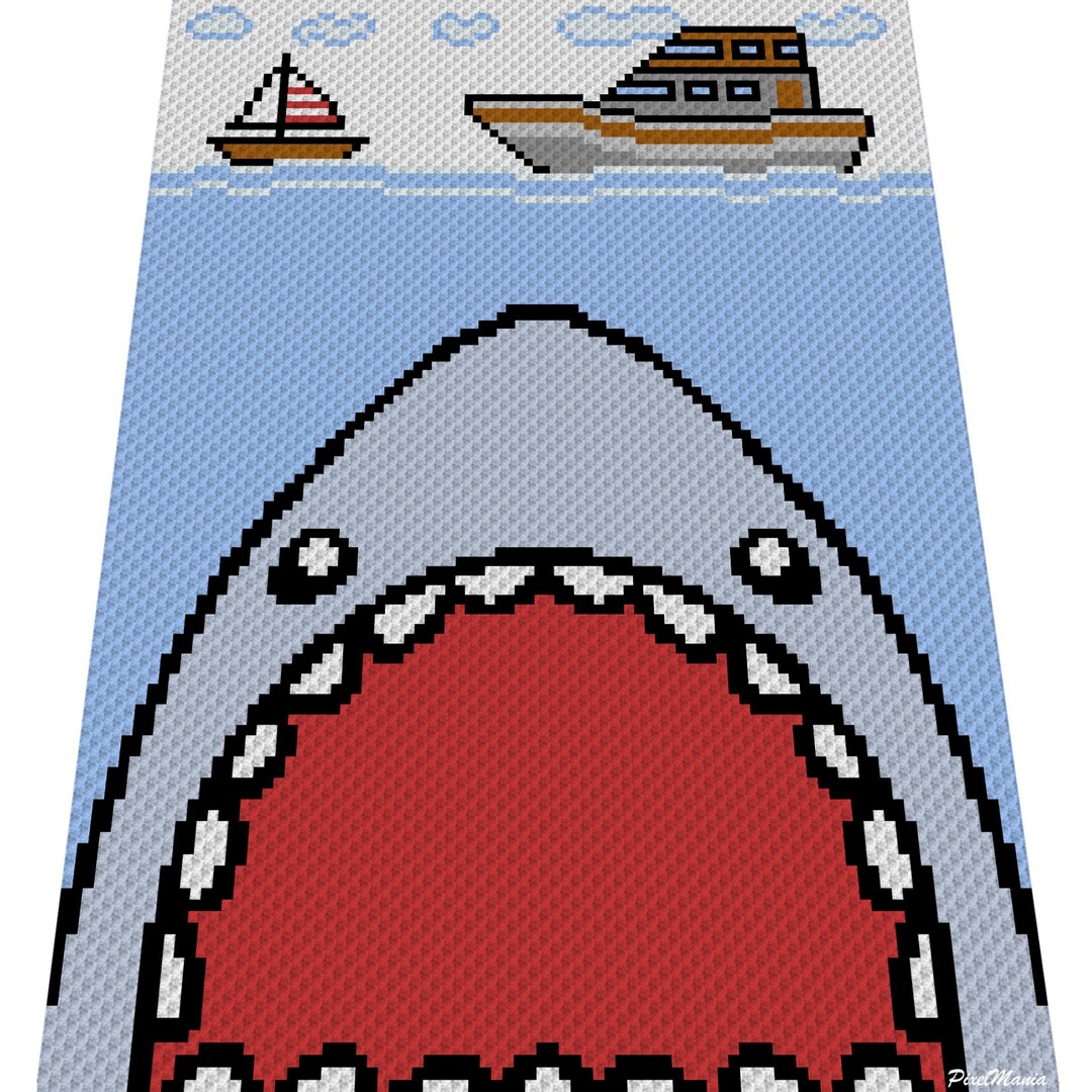 SHARK - Crochet Graph for Blanket, C2C, Written & Color Blocked ...