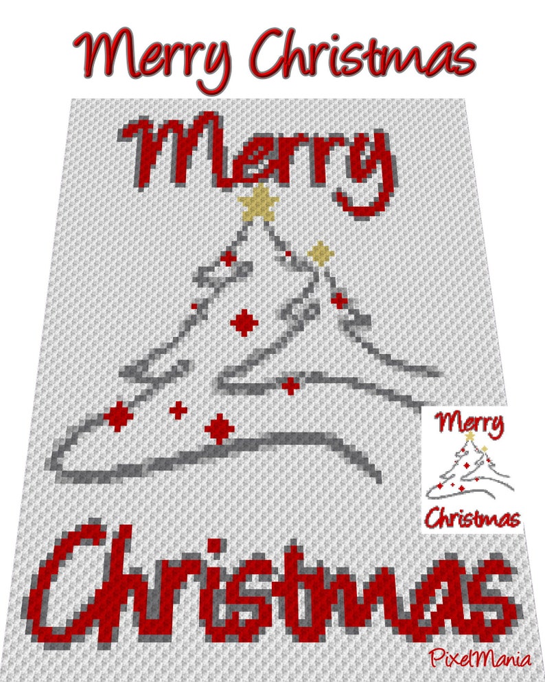 Merry Christmas Crochet Graph for Blanket C2C Written & - Etsy