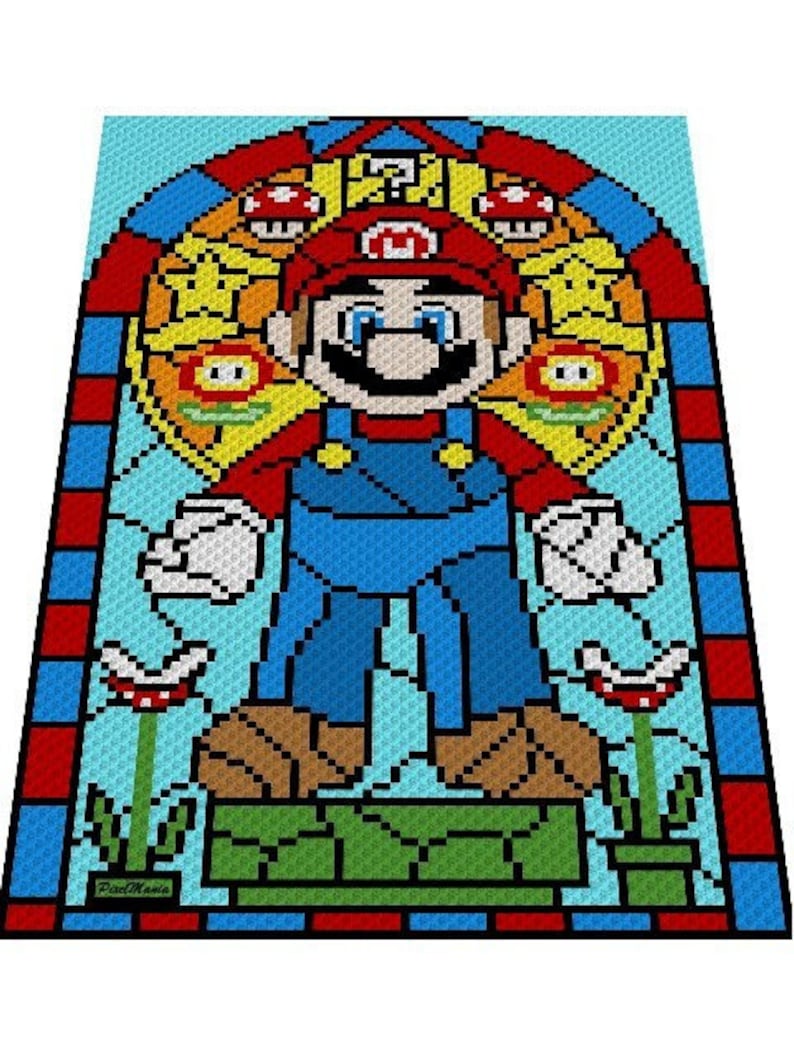 SUPER MARIO Stainted Glass - C2c Graph - Etsy UK