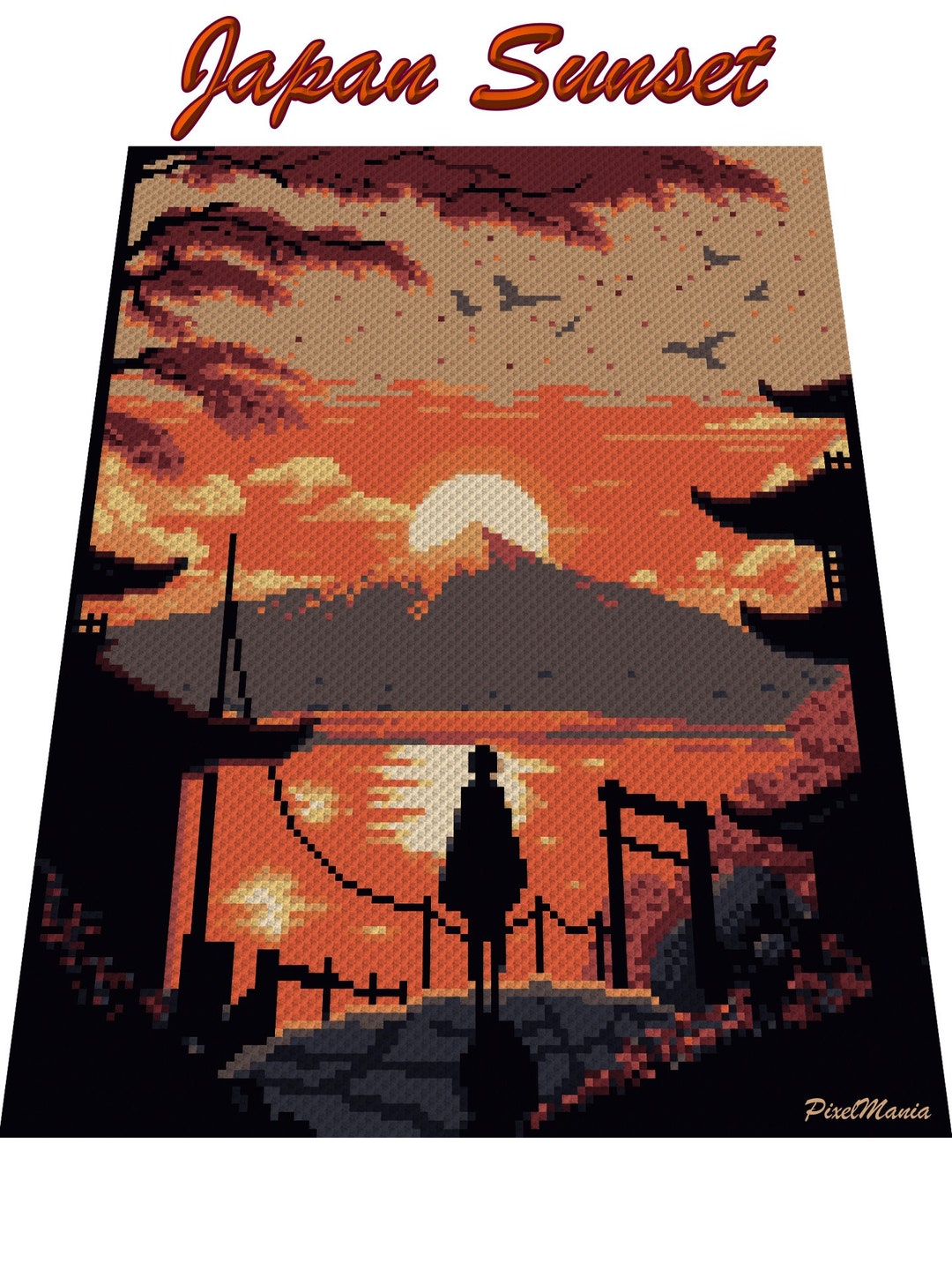 JAPAN SUNSET - Graph for C2c Crochet Blanket - Etsy