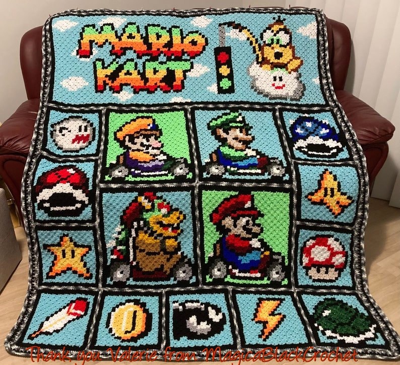 MARIO KART Super Mario Inspired Graph for Blanket C2C - Etsy