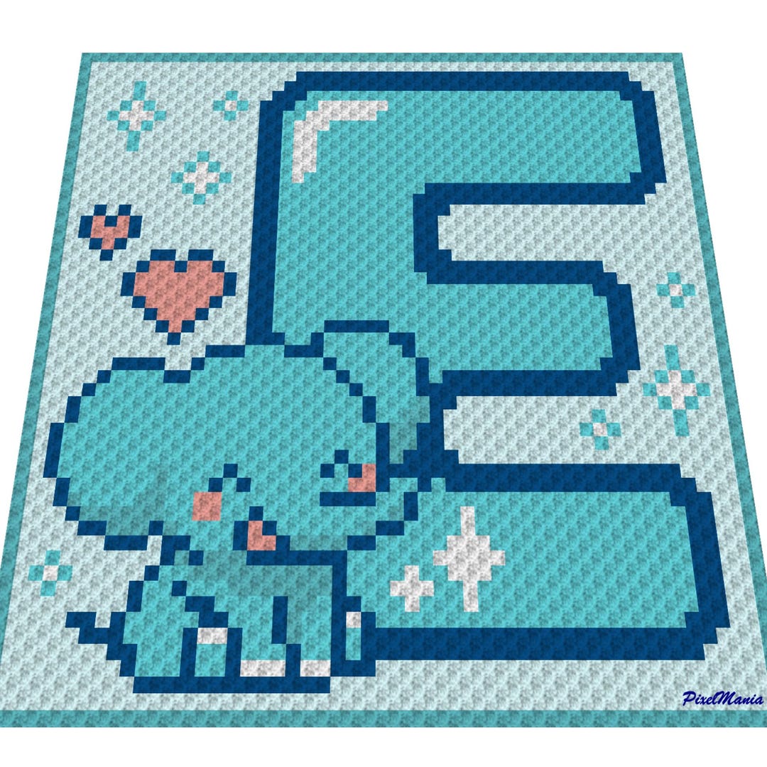 E - Elephant - Graph for C2c Crochet Blanket - Etsy