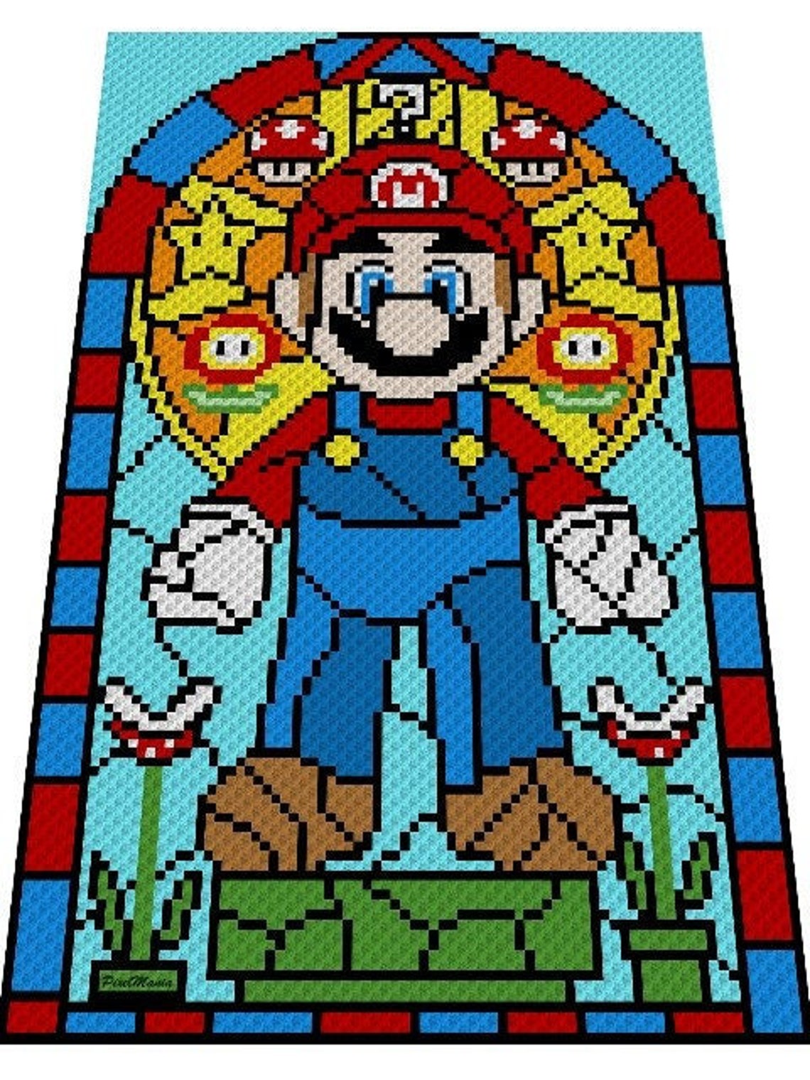 SUPER MARIO Stainted Glass - C2c Graph - Etsy