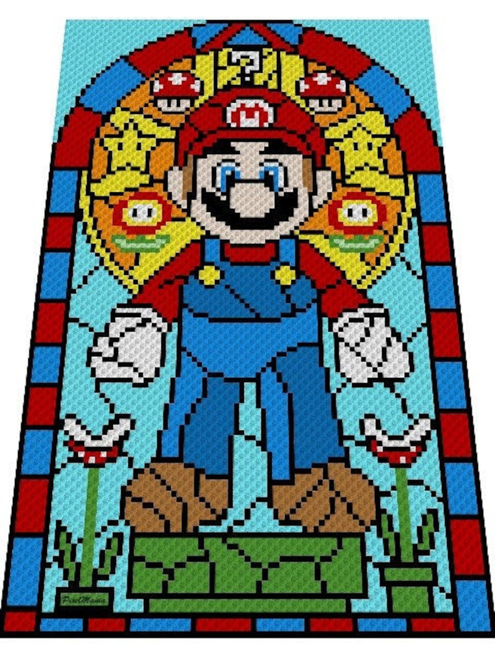 SUPER MARIO Stainted Glass - C2c Graph - Etsy UK