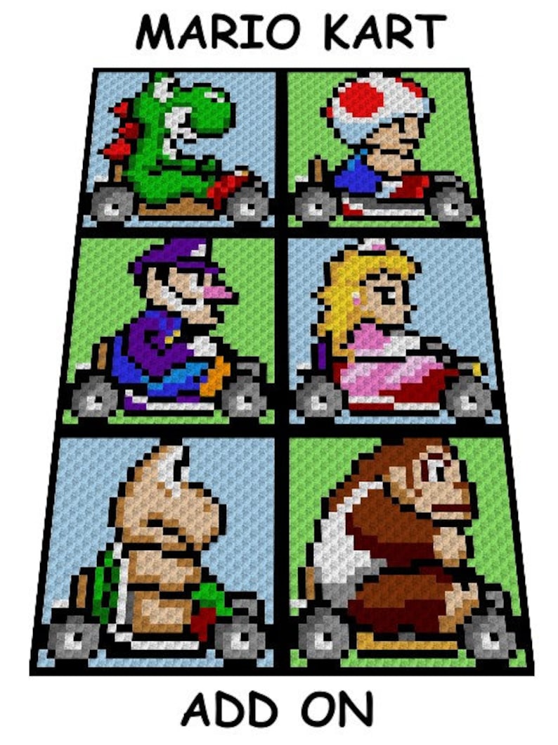 MARIO KART ADD on Super Mario Inspired Graph for Blanket | Etsy