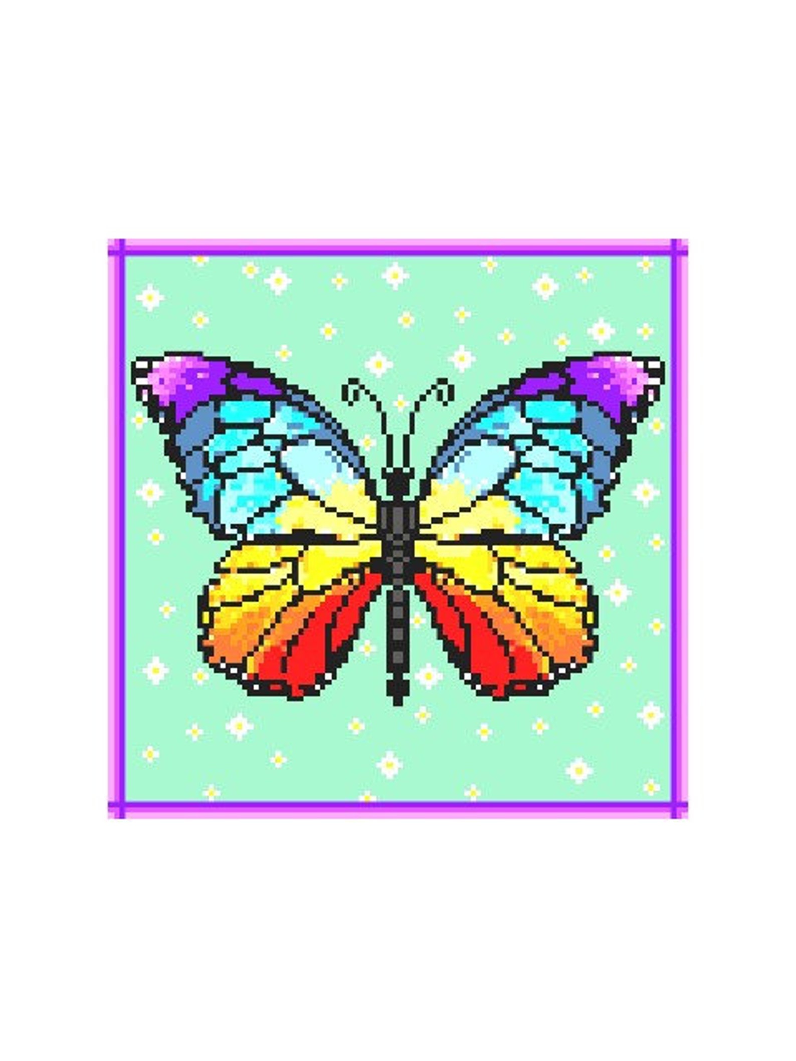 Rainbow BUTTERFLY Crochet Graph for Blanket, C2C, Written & Color ...