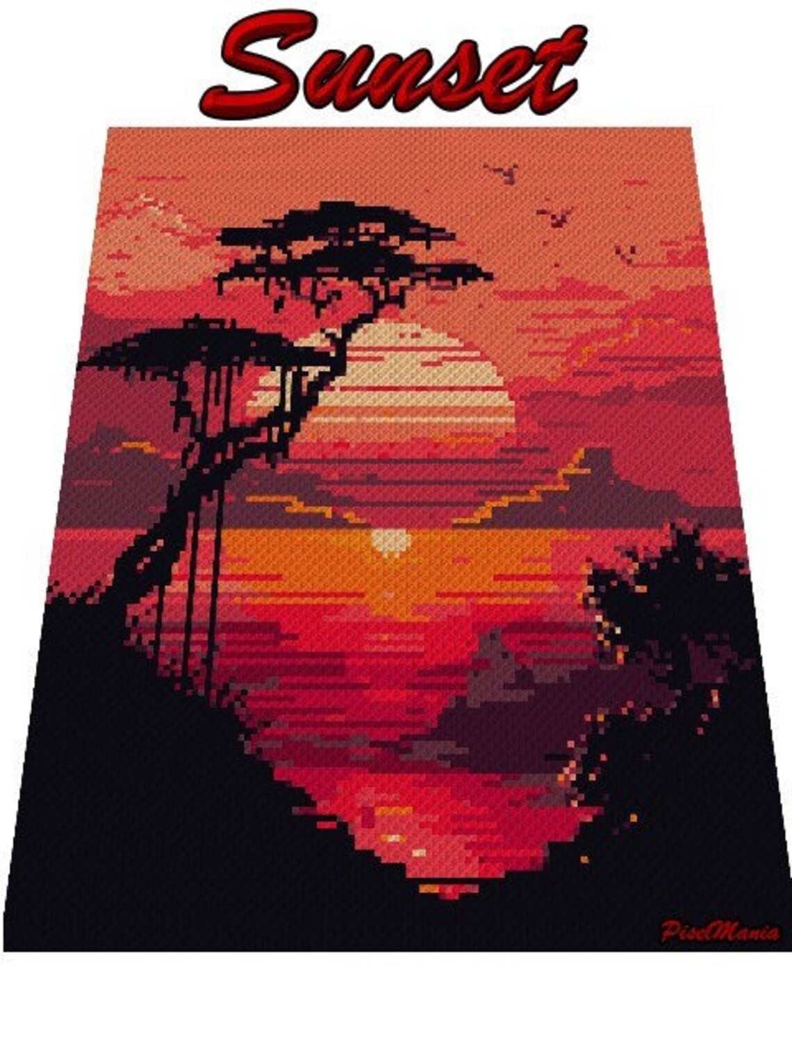 SUNSET - Graph for C2c Crochet Blanket - Etsy