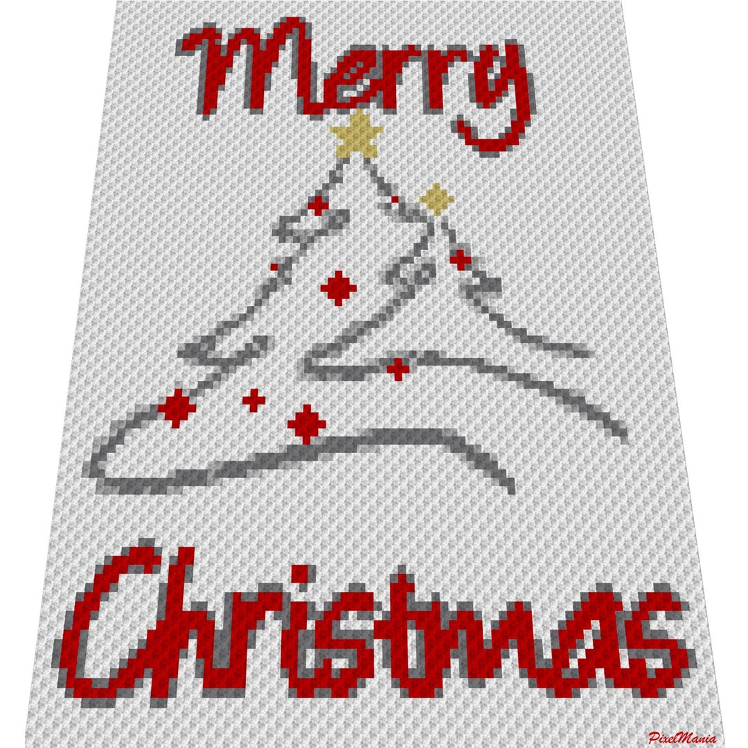 Merry Christmas Crochet Graph for Blanket, C2C, Written & Color Blocked ...