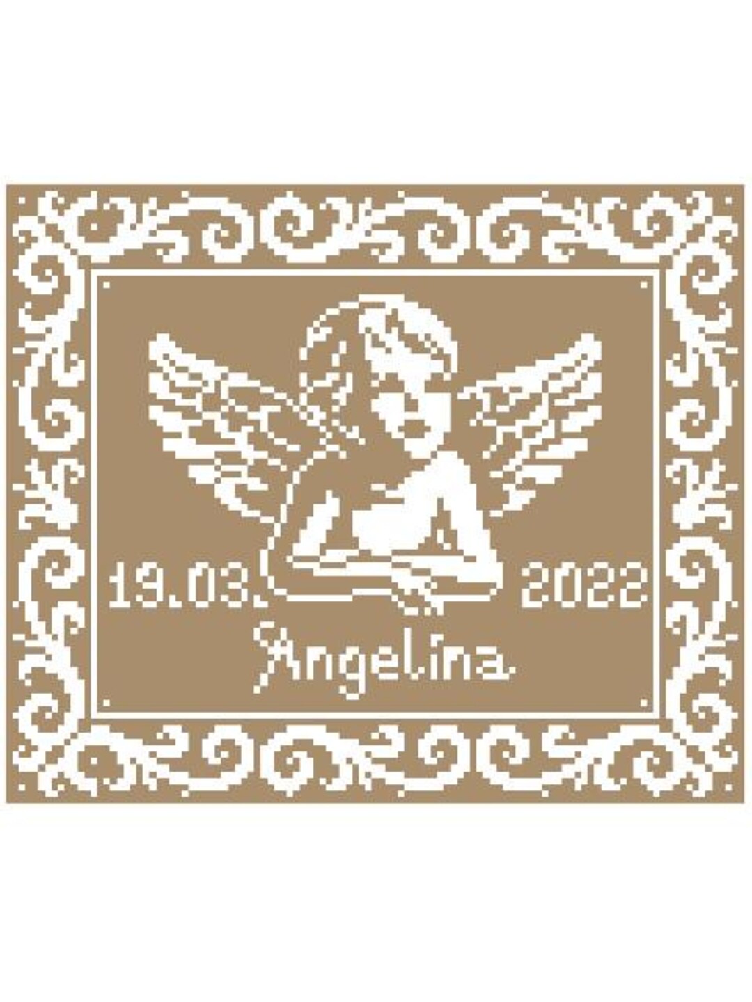 ANGEL With NAME and DATE Graph for Personalized Crochet Sc Blanket ...