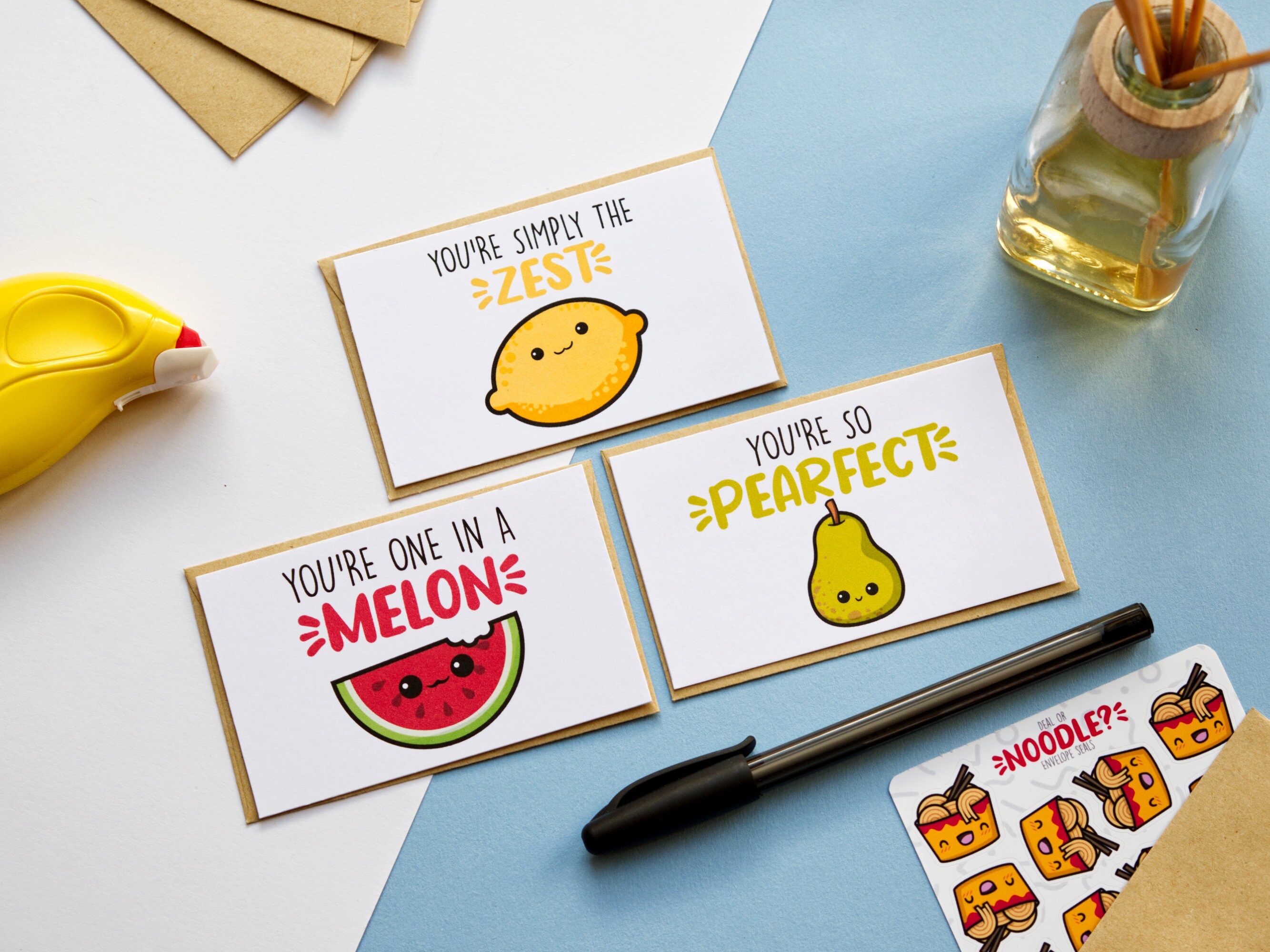 10 Mini Kawaii Note Cards Blank Backed With Envelopes Blank - Etsy UK