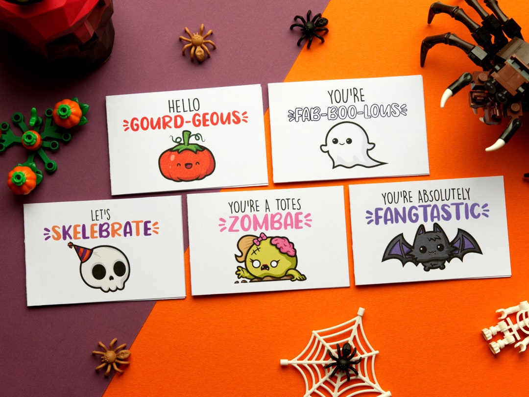 Blank Mini Halloween Kawaii Cards Pack of 5 With Envelopes, Blank Cards ...
