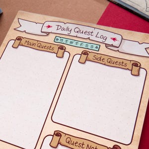 A5 Daily Quest Planner Tear off To-do List - RPG Adventure Theme ...