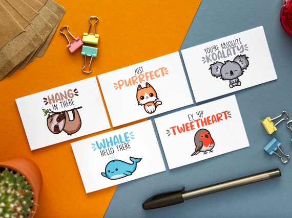 Blank Mini Animal Kawaii Cards Pack of 5 With Envelopes Blank | Etsy