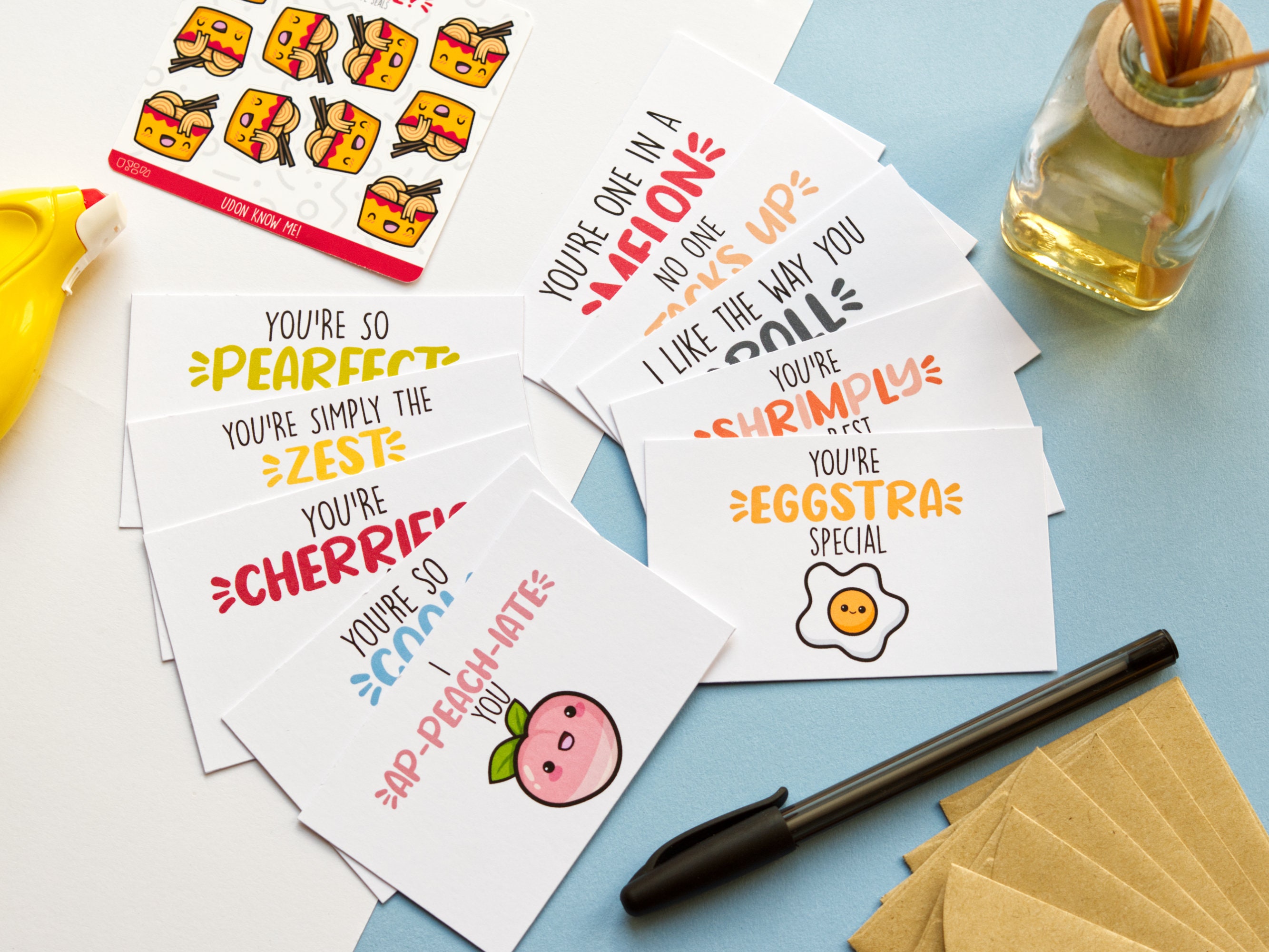 10 Mini Kawaii Note Cards Blank Backed With Envelopes Blank - Etsy UK