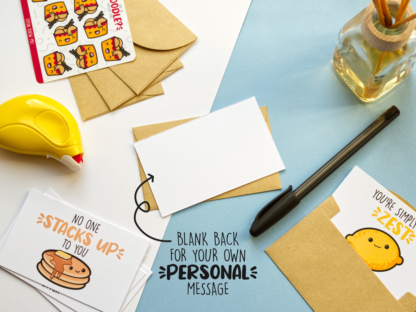 10 Mini Kawaii Note Cards Blank Backed With Envelopes Blank - Etsy