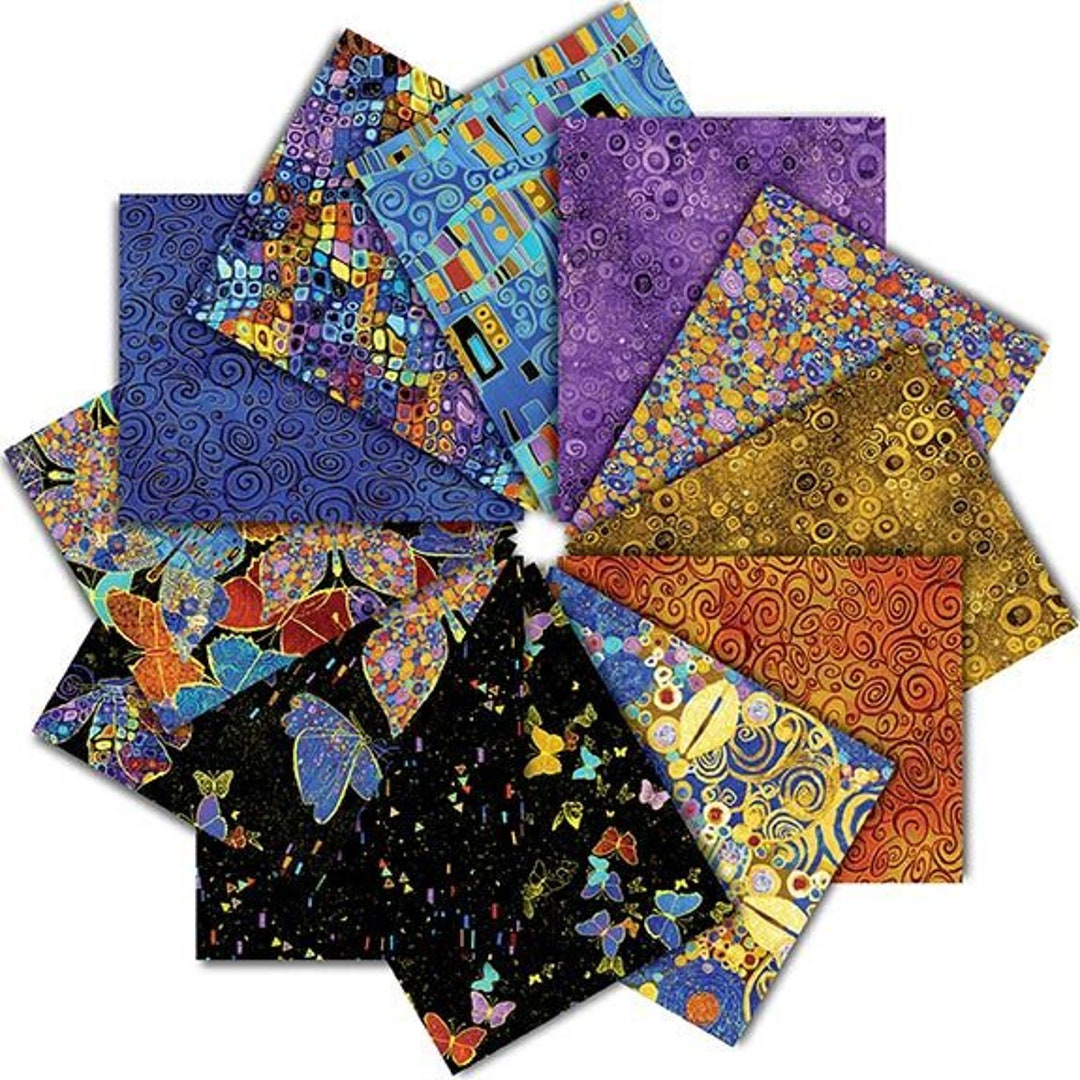 Wings of Gold, 12 Piece Metallic Fat Quarters, Designed by Chong-a ...