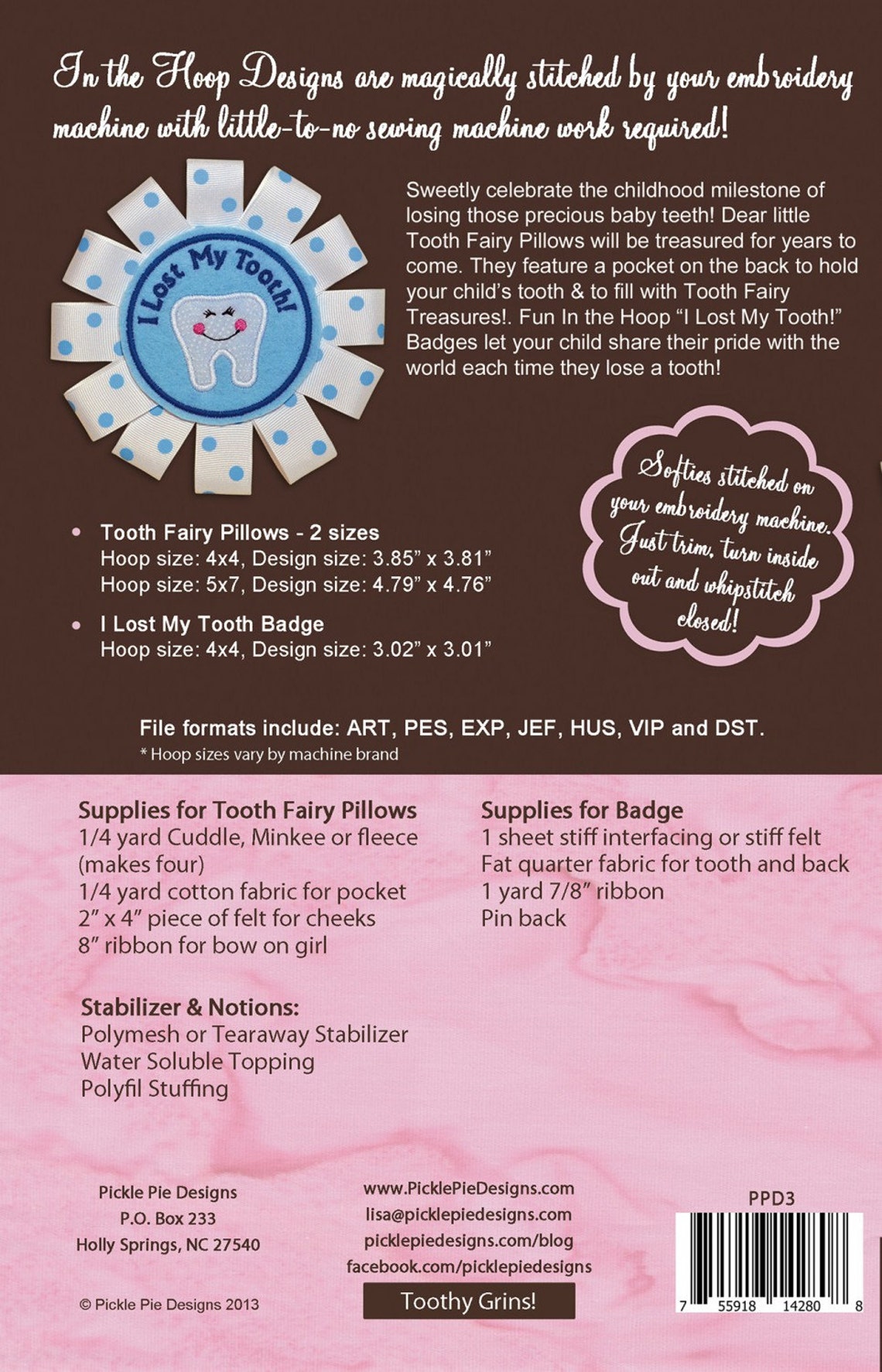 Embroidery Machine: Pickle Pie Designs TOOTH FAIRY COLLECTION - Etsy