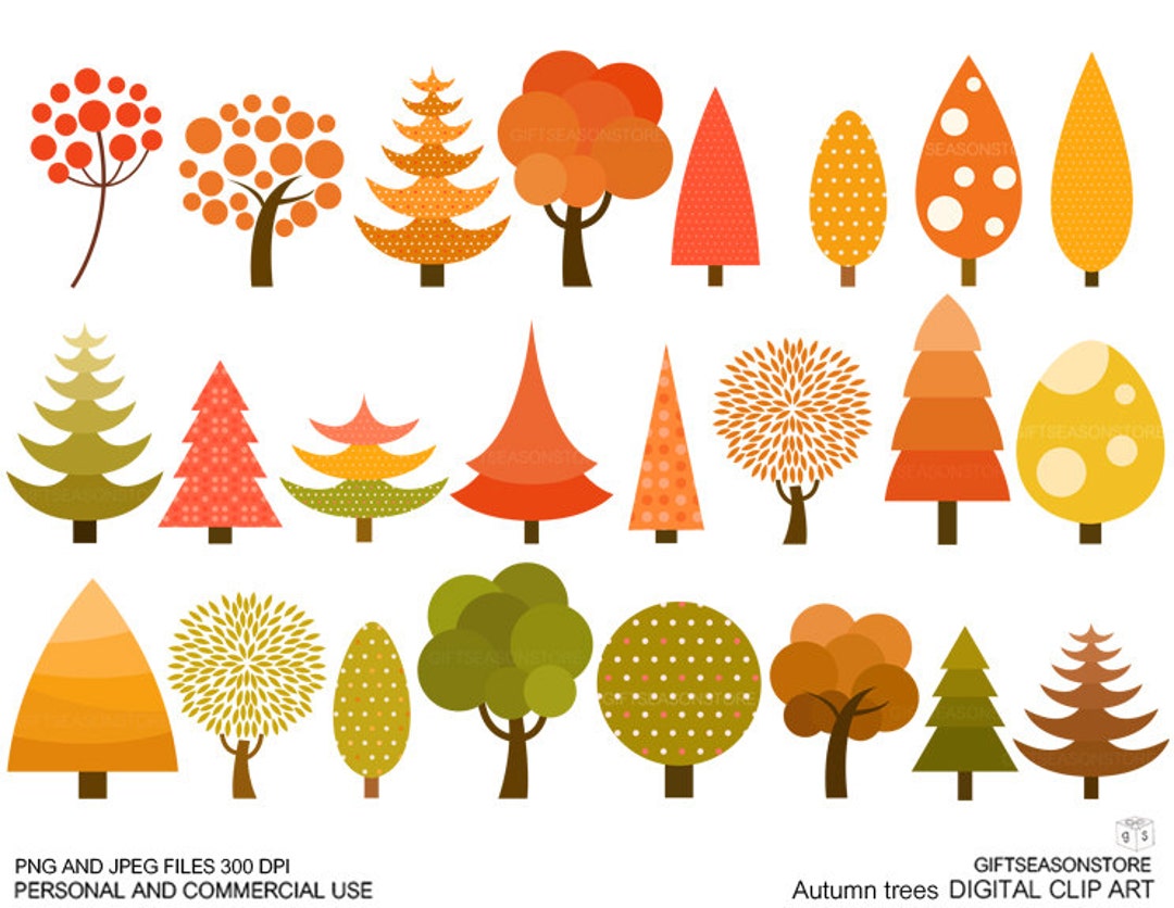 Autumn Tree Clip Art for Personal and Commercial Use - INSTANT DOWNLOAD ...