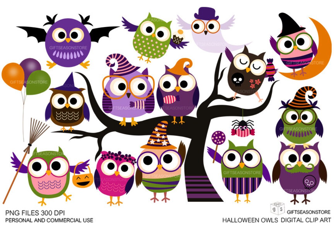 Halloween Owls Digital Clip Art for Personal and Commercial Use ...