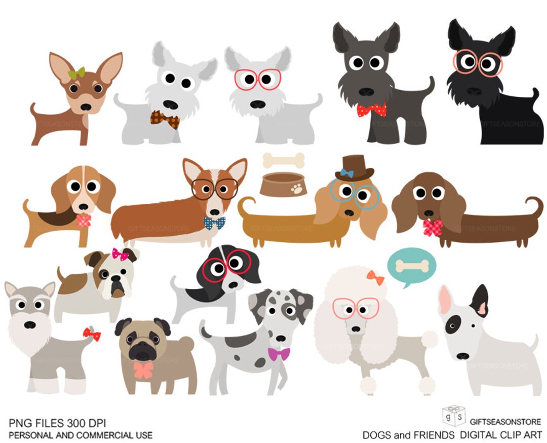 Dogs and Friends Clip Art Part 1 for Personal and Commercial Use ...