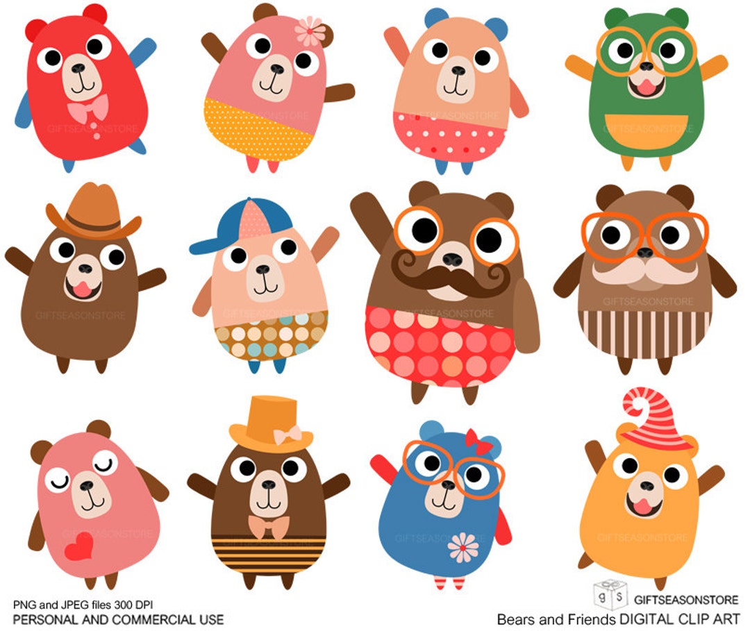 Bears and Friends Clip Art for Personal and Commercial Use - INSTANT ...