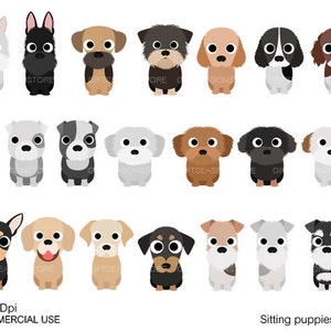 Sitting Puppies Digital Clip Art for Personal and Commercial - Etsy