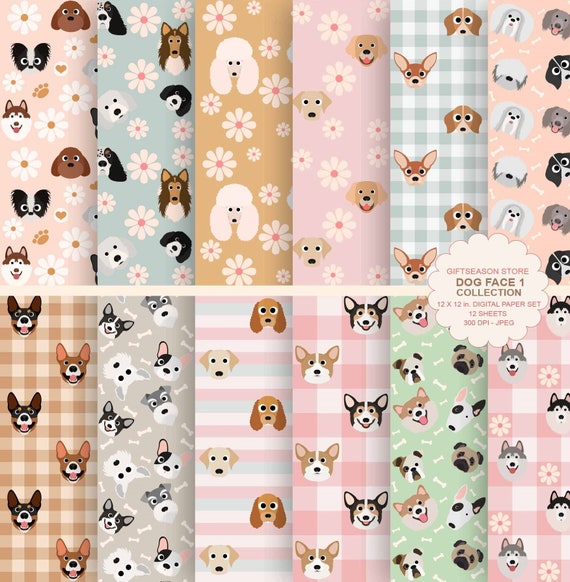 Dog Face 1 Digital Paper Dog Digital Backgrounds Part 1 - Etsy