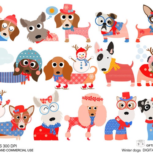 School Dogs Digital Clip Art for Personal and Commercial Use | Etsy