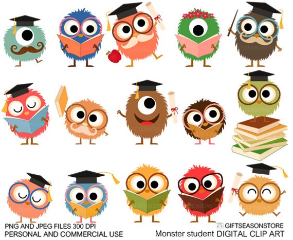 School monsters Digital clip art for Personal and Commercial | Etsy