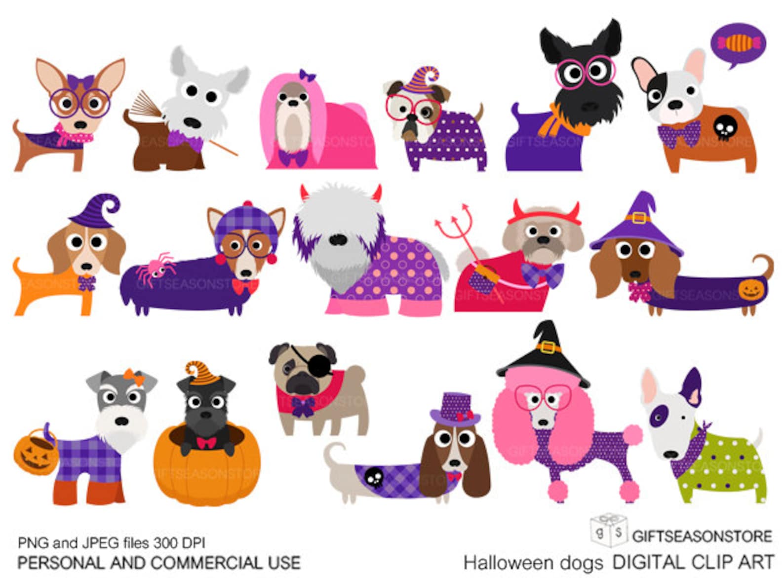 Halloween Dogs Digital Clip Art for Personal and Commercial - Etsy
