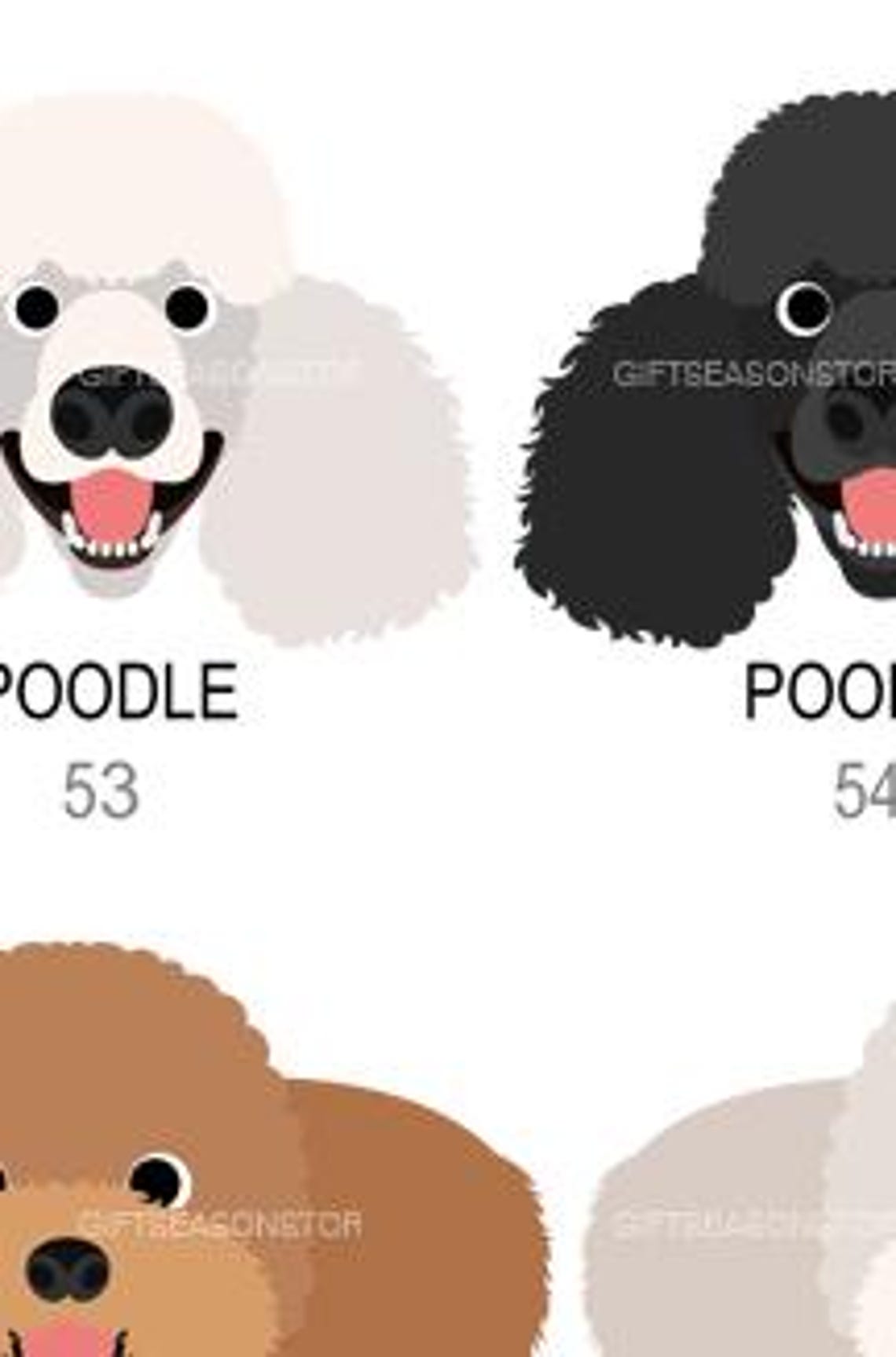 Dog Face Part 6 , Poodle Face , Toy Poodle Face Digital Clip Art for ...