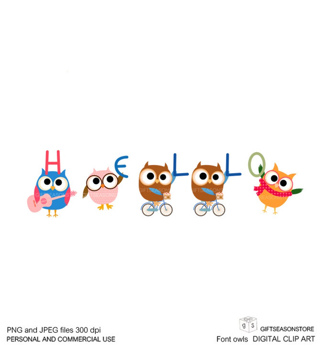 Font Owls Digital Clip Art for Personal and Commercial Use - Etsy