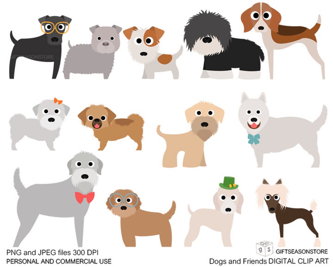 Dogs and Friends Clip Art Part 5 for Personal and Commercial | Etsy