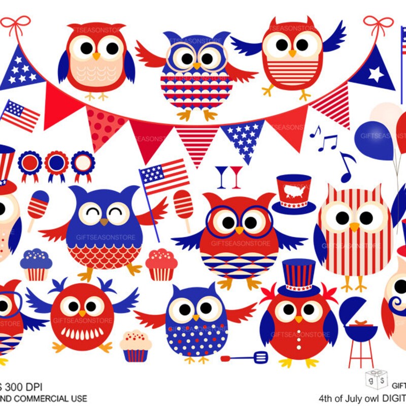 4th of July Owl - Etsy
