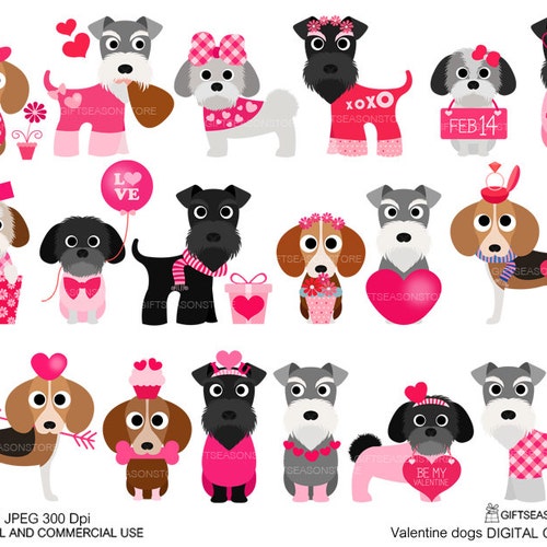Valentine Pug Dogs Digital Clip Art for Personal and - Etsy
