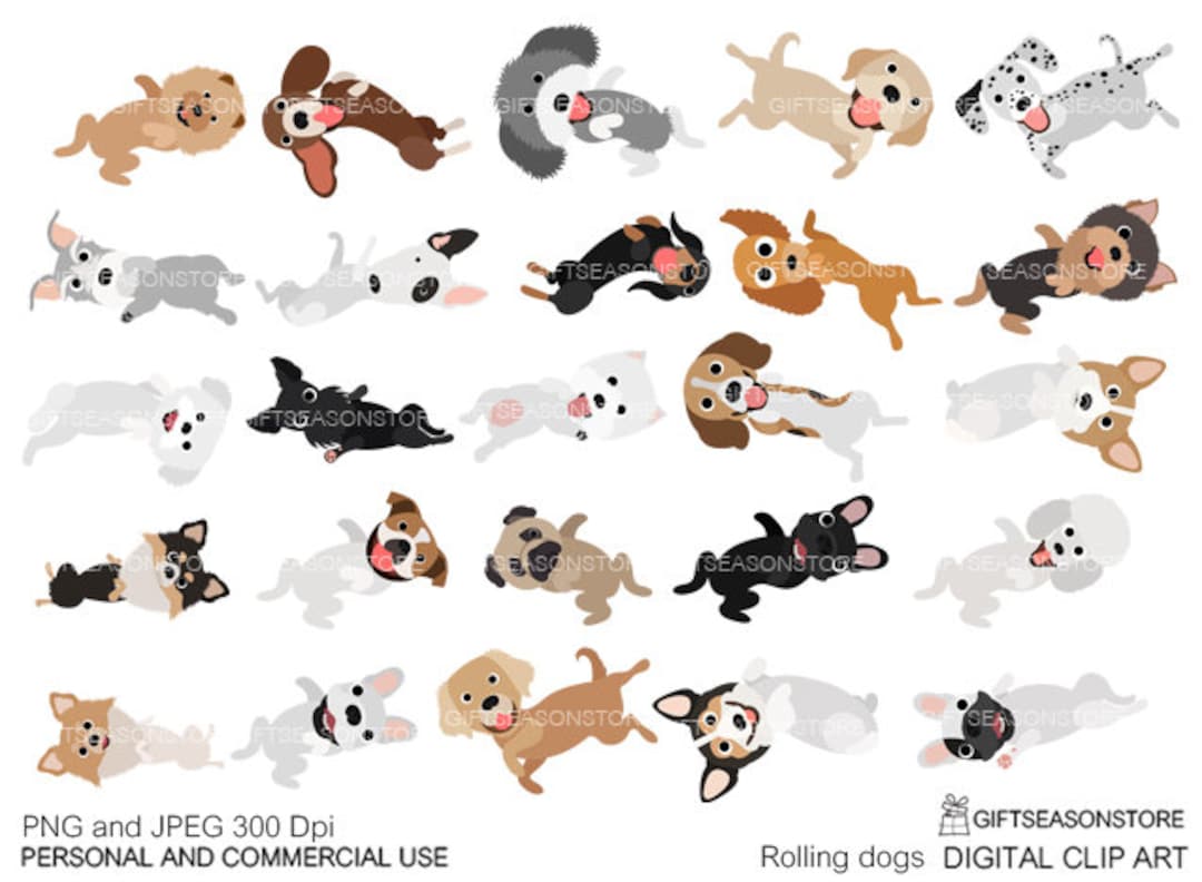 Rolling Dogs Digital Clip Art for Personal and Commercial Use - INSTANT ...
