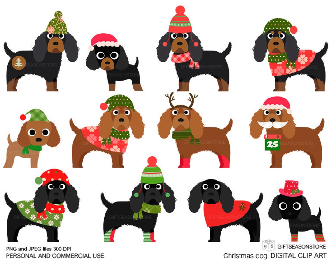 Christmas Dog Digital Clip Art Part 7 for Personal and Commercial Use ...