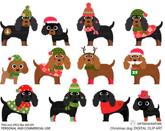Christmas Dog Digital Clip Art Part 1 for Personal and | Etsy