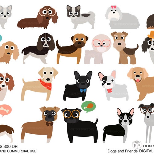 Dogs and Friends Clip Art Part 1 for Personal and Commercial - Etsy