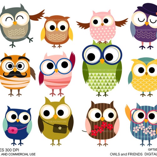 School Owls Digital Clip Art for Personal and Commercial Use - Etsy