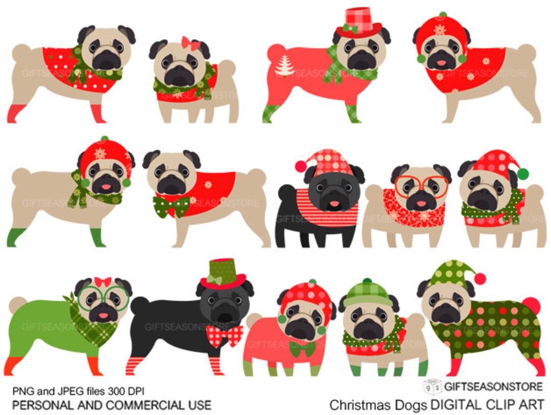 Christmas Dog Digital Clip Art Part 6 for Personal and Commercial Use ...